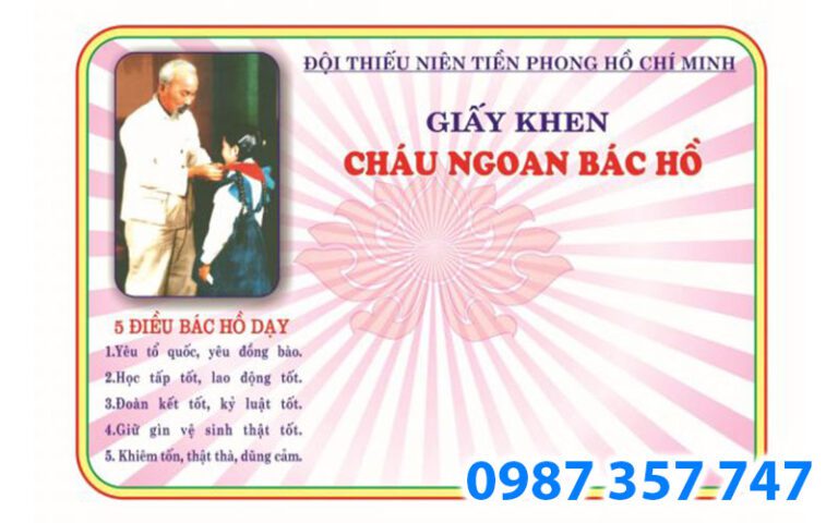 Top 10+ mẫu giấy khen bé chăm ngoan, cháu ngoan bác Hồ đẹp